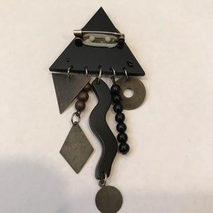 Vintage | Jewelry | Vintage 98s Triangle Pin Mint Green Black Bronze ...